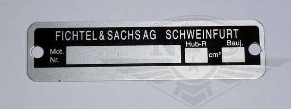 Typenschild Sachs Motoren - NTS Parts - DEUTSCH